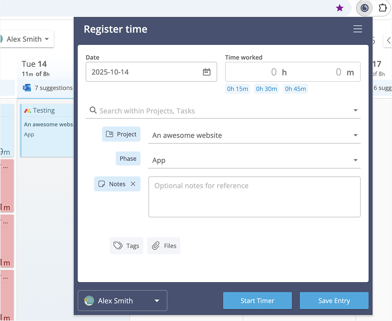 Timeneye Browser Widget & Integrations